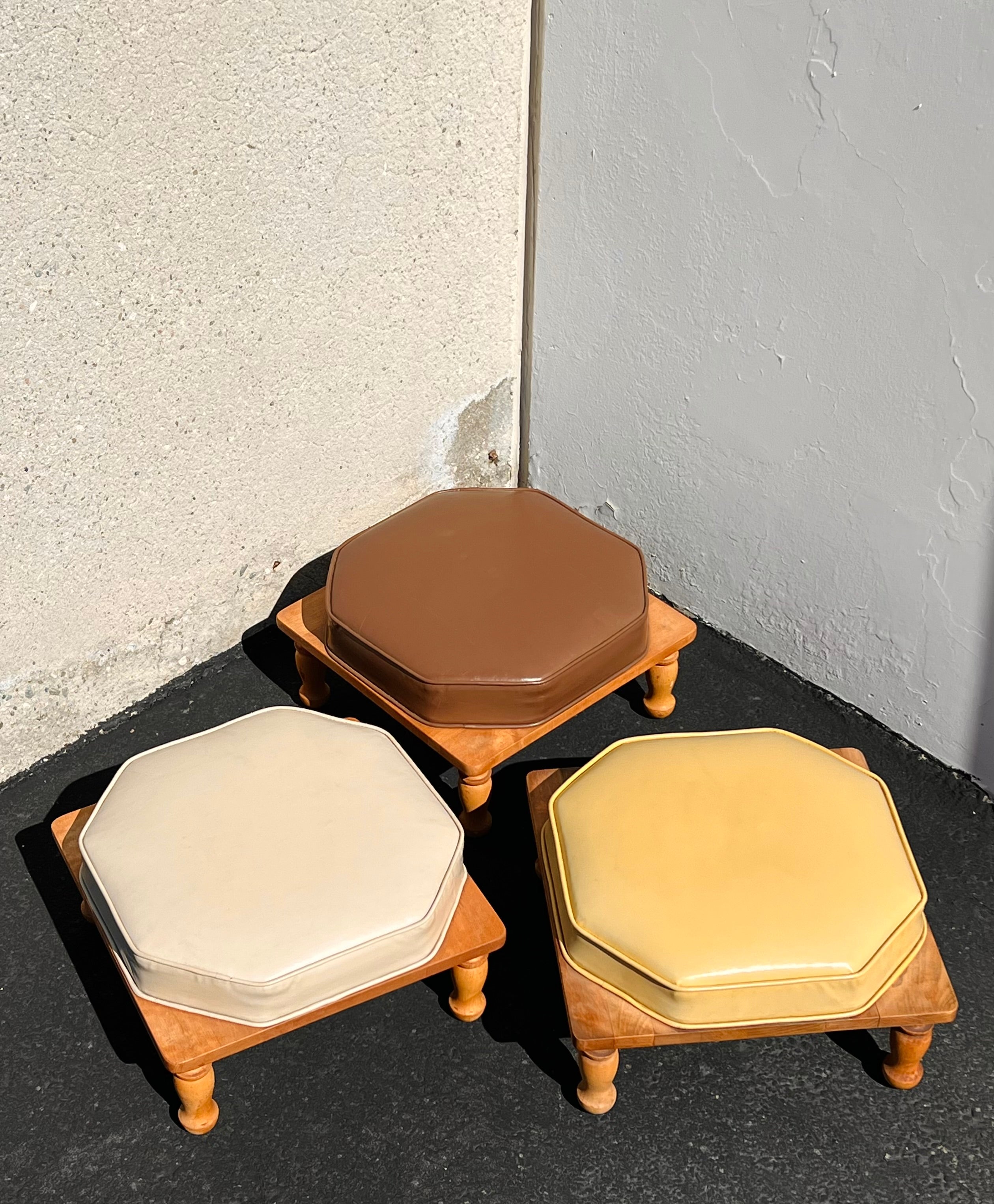Mini Set of 3 MCM “Ethan Allen” Stacking Baumritter Foot Stools/Ottoma ...