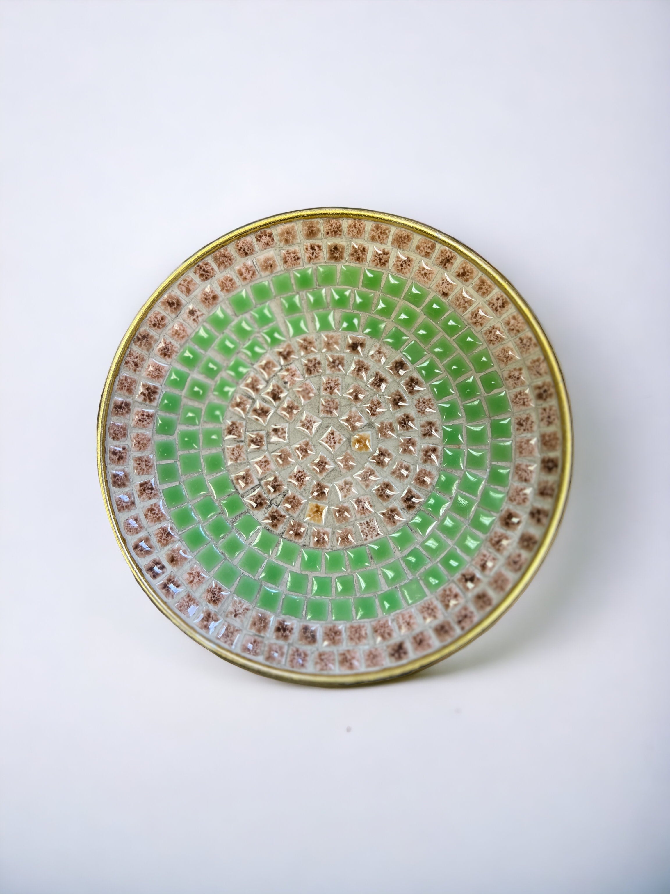 Green And Cream Mosaic Tile Plate – Bonita Interiors